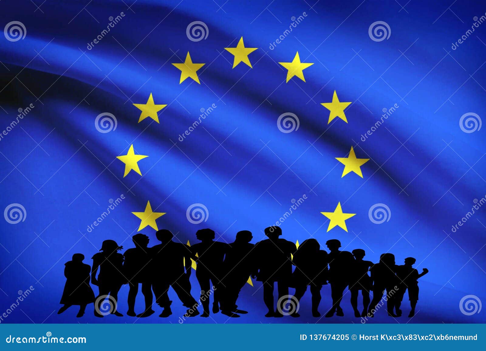Europe Flag Multicultural Group of Young People Integration Diversity ...