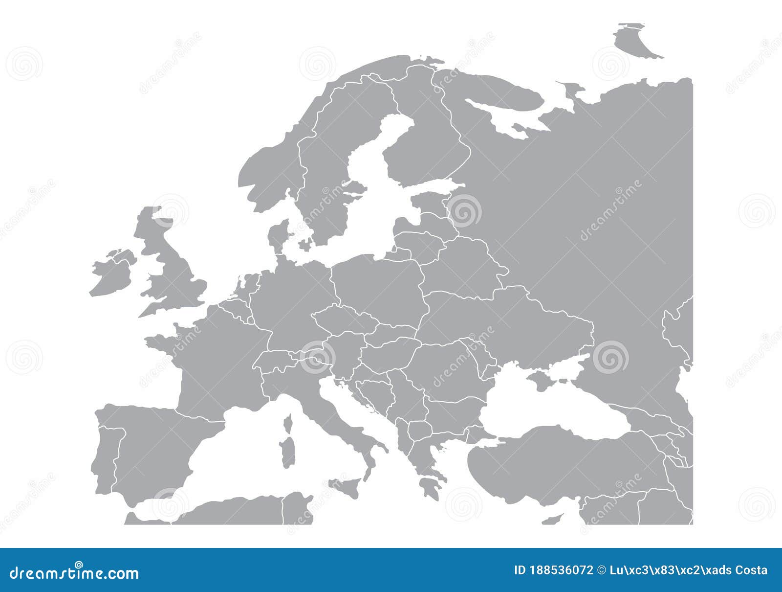 Europe Map With Gray Tone On White Background,illustration,textured ...