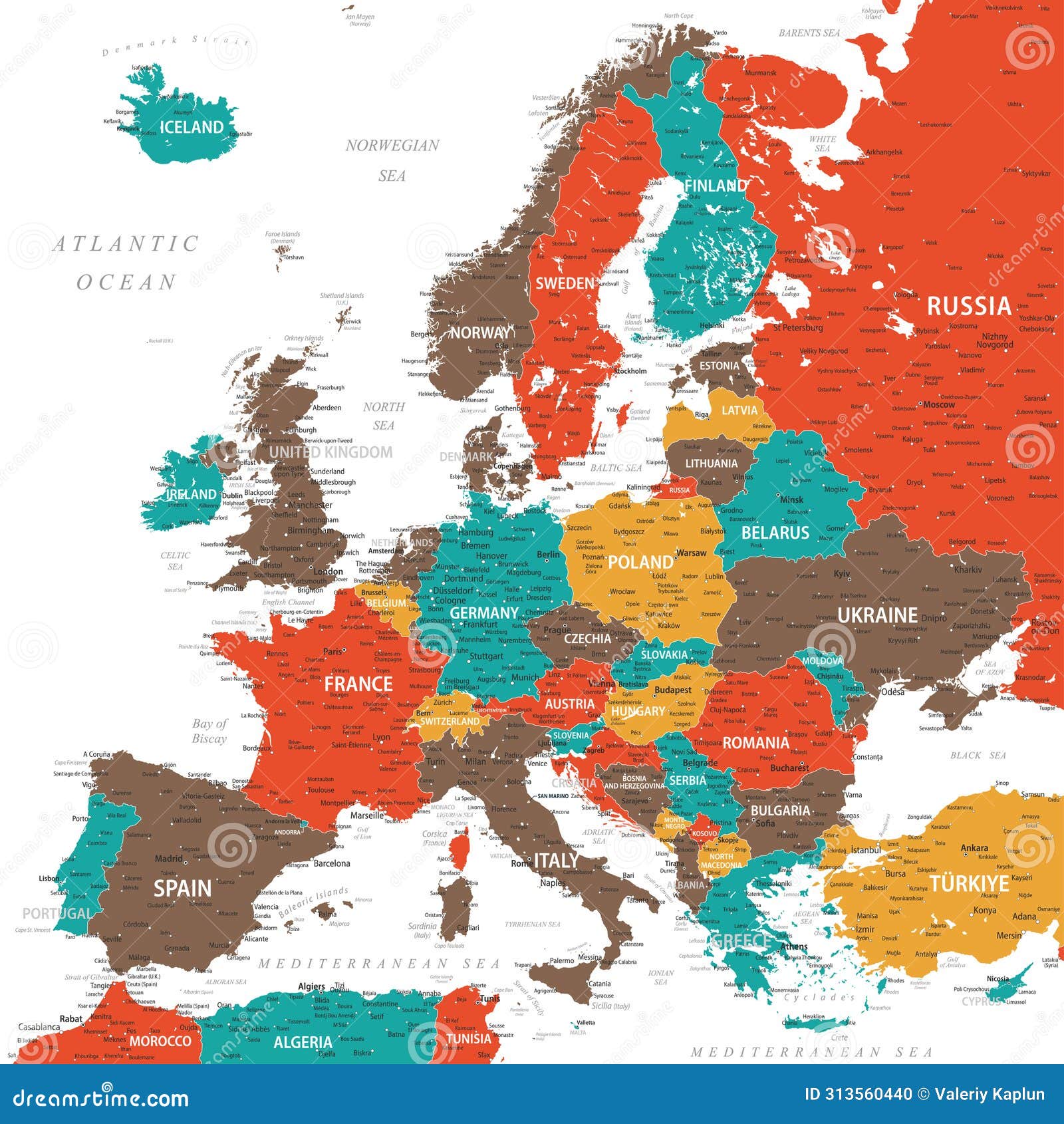 Europe - Highly Detailed Colored Vector Map of the Europe. Ideally for ...