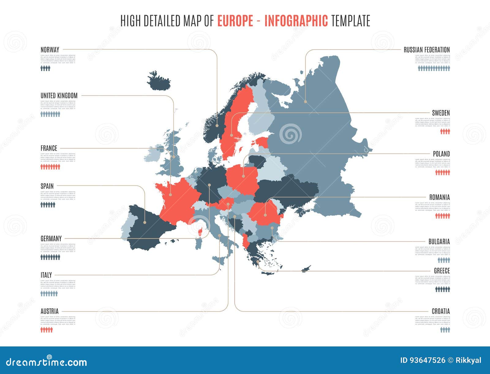 Europe infographic map stock vector. Illustration of infographic - 93647526
