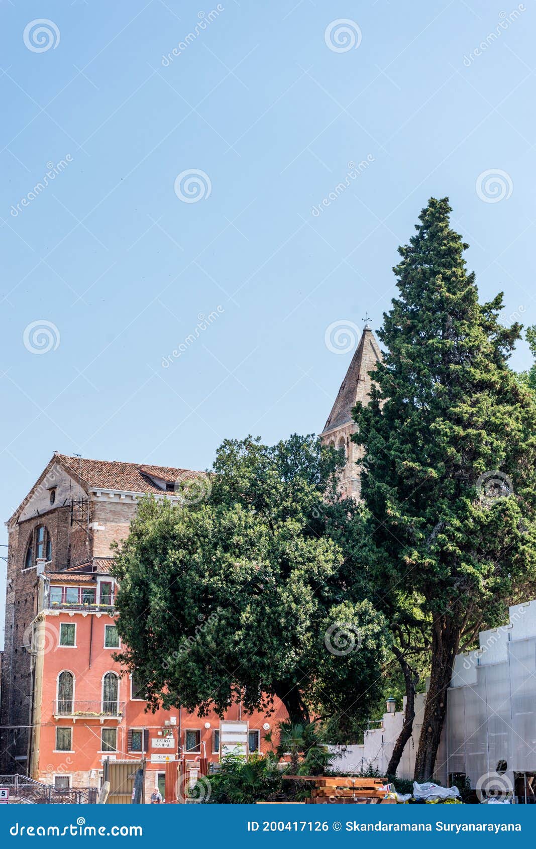 Italy, Venice, a Tree in Front of a Building Stock Photo - Image of ...