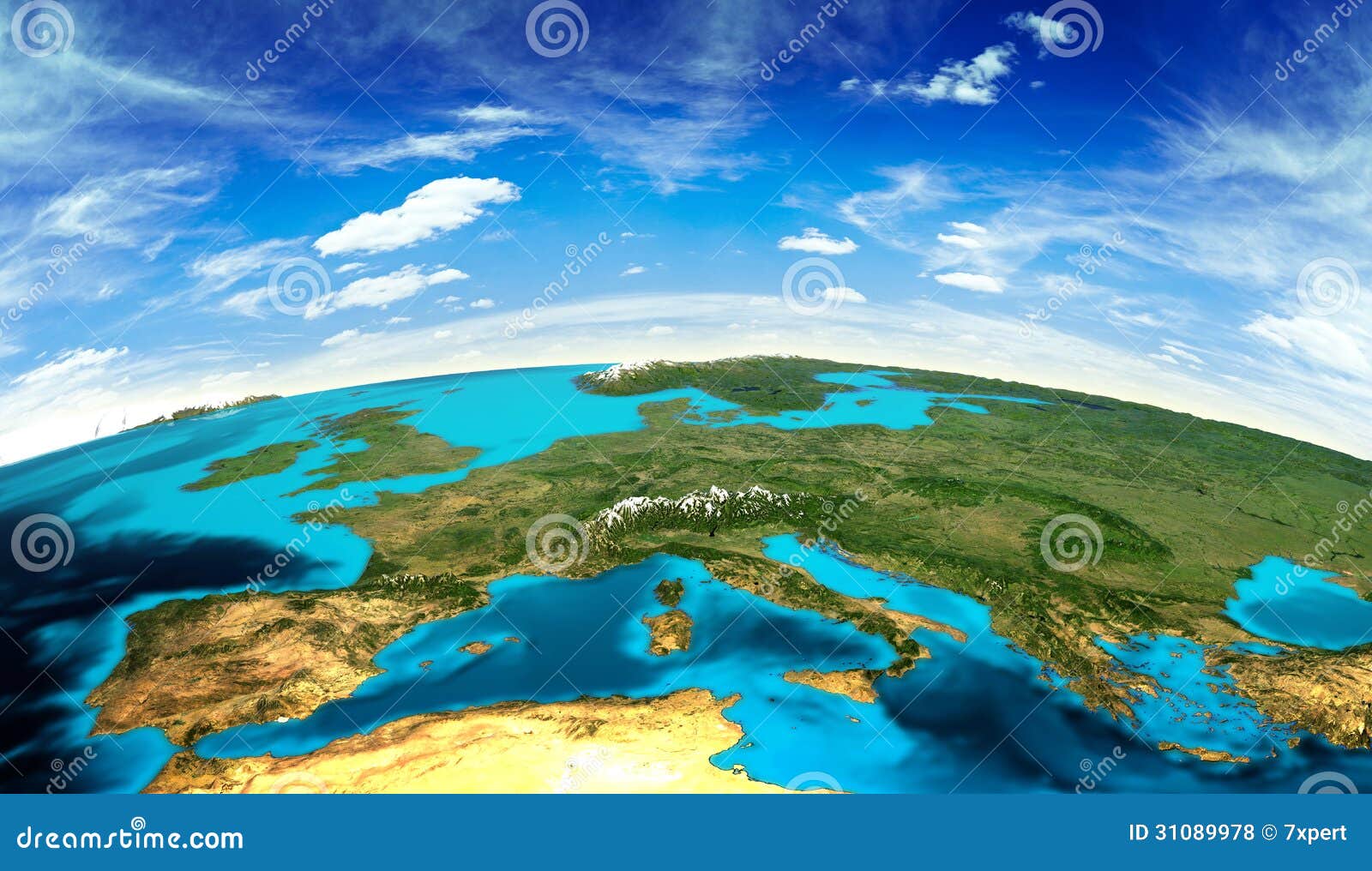 Europe Landscape from Space Stock Illustration - Illustration of italy ...