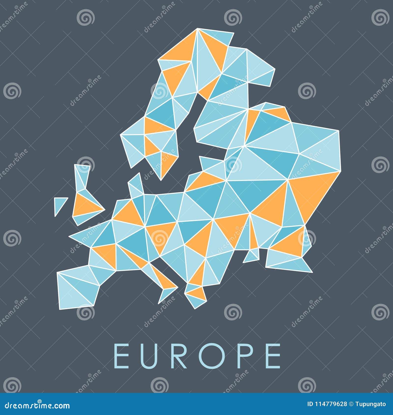 Europe map low poly stock vector. Illustration of concept - 114779628