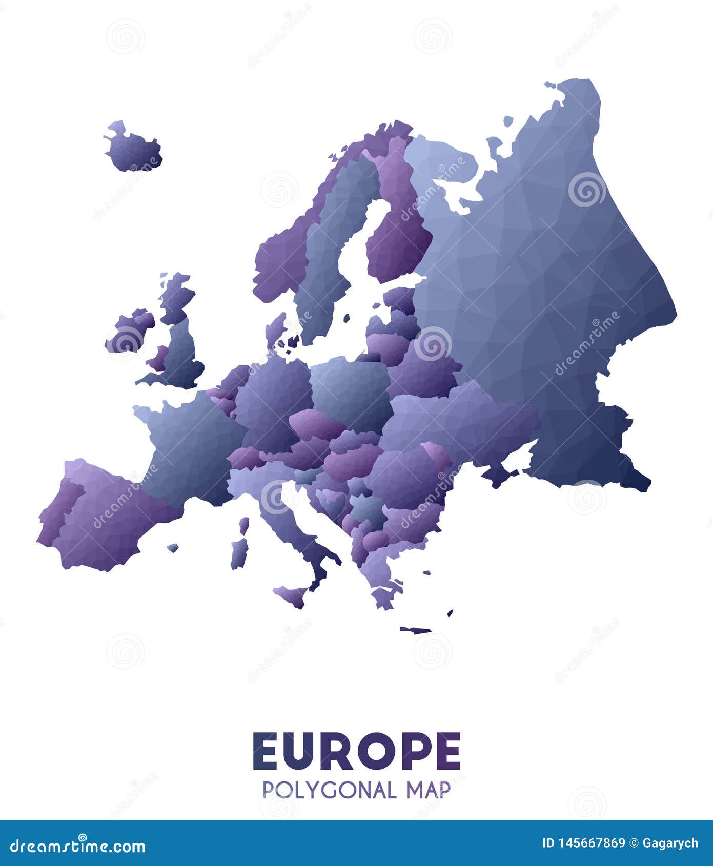 Europe Map. Actual Low Poly Style Continent Map. Vector Illustration ...