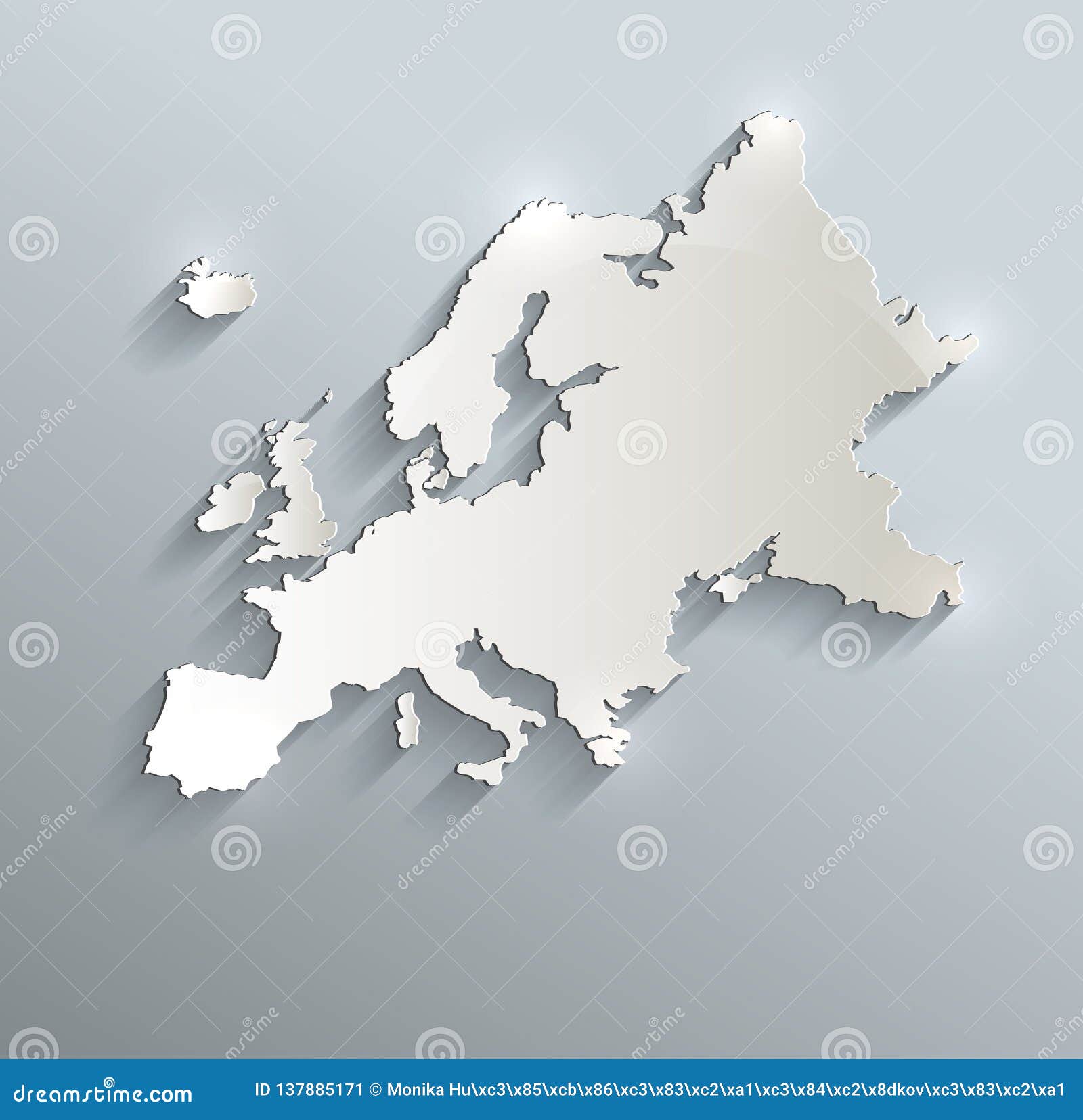 Europe Map Blue White Card Paper 3D Stock Vector - Illustration of card ...