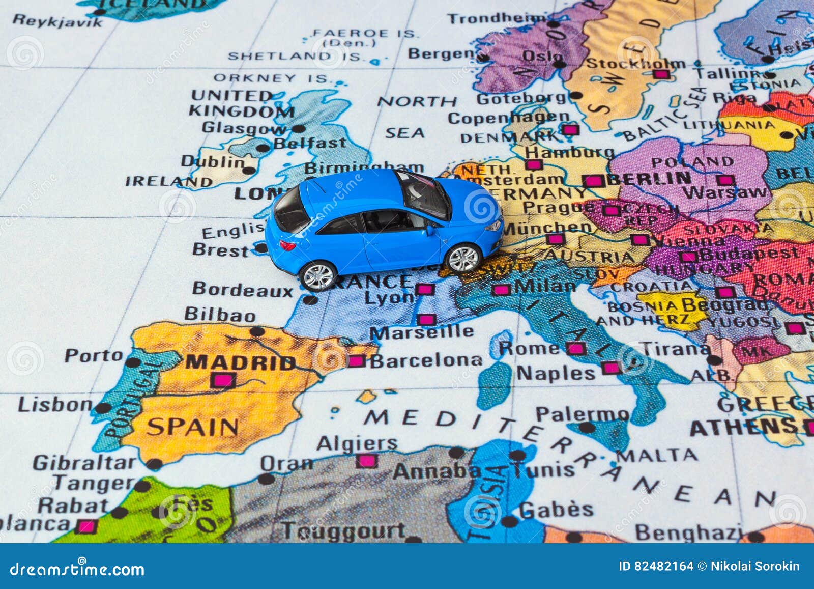 Europe map and car toy stock photo. Image of globe, ocean - 82482164