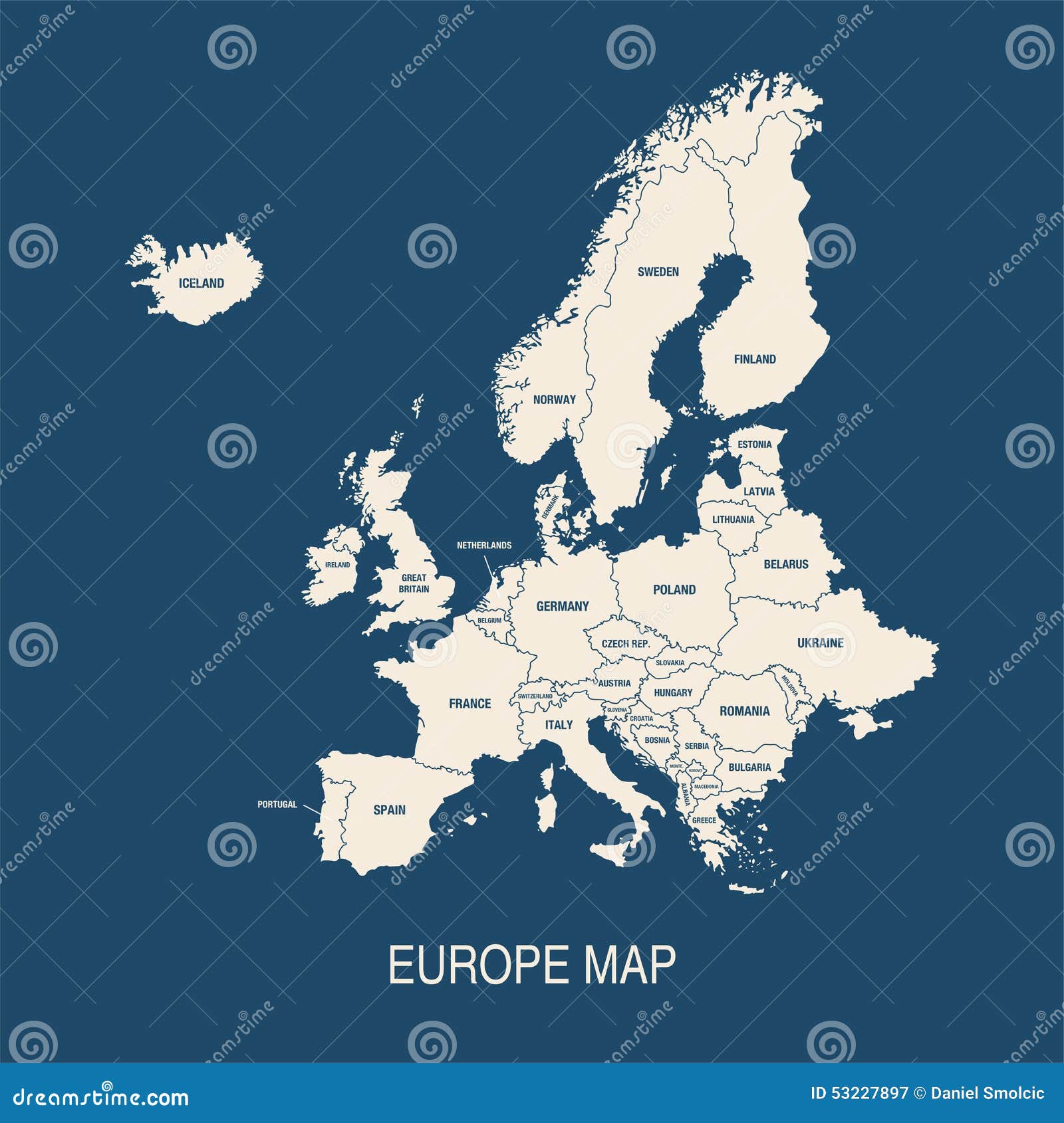 Europe Map Colored Countries Shapes Stock Illustration - Illustration ...