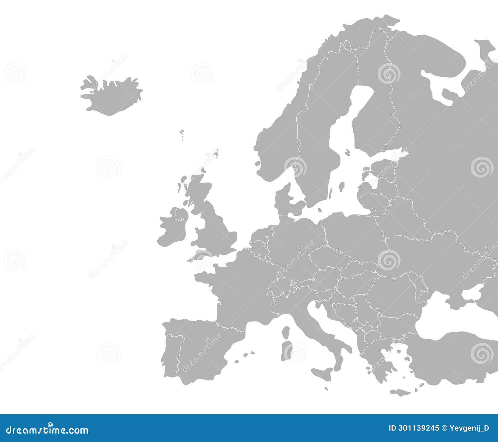 Europe Map with Countries Borders on White Background. Europe Map ...