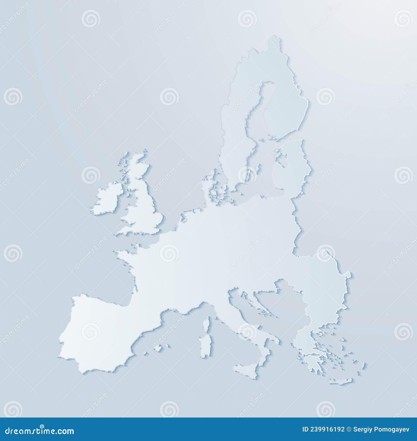Europe Map 3D on Gray Background Stock Vector - Illustration of outline ...