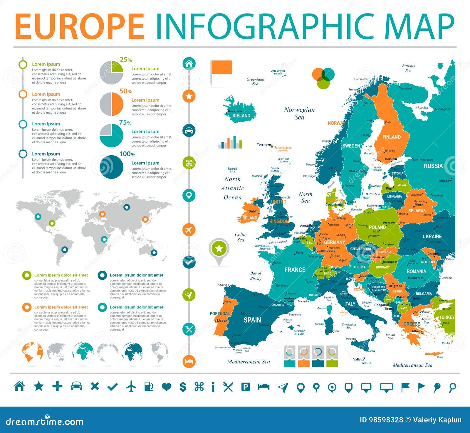 Europe Map - Info Graphic Vector Illustration Stock Illustration ...