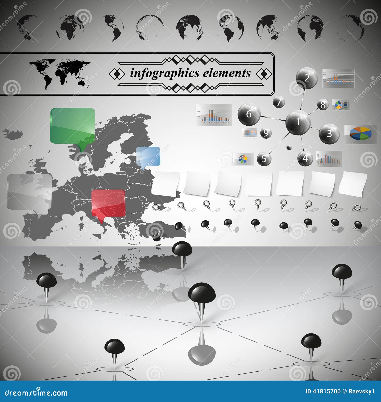 Europe Map, Different Icons and Information Stock Vector - Illustration ...