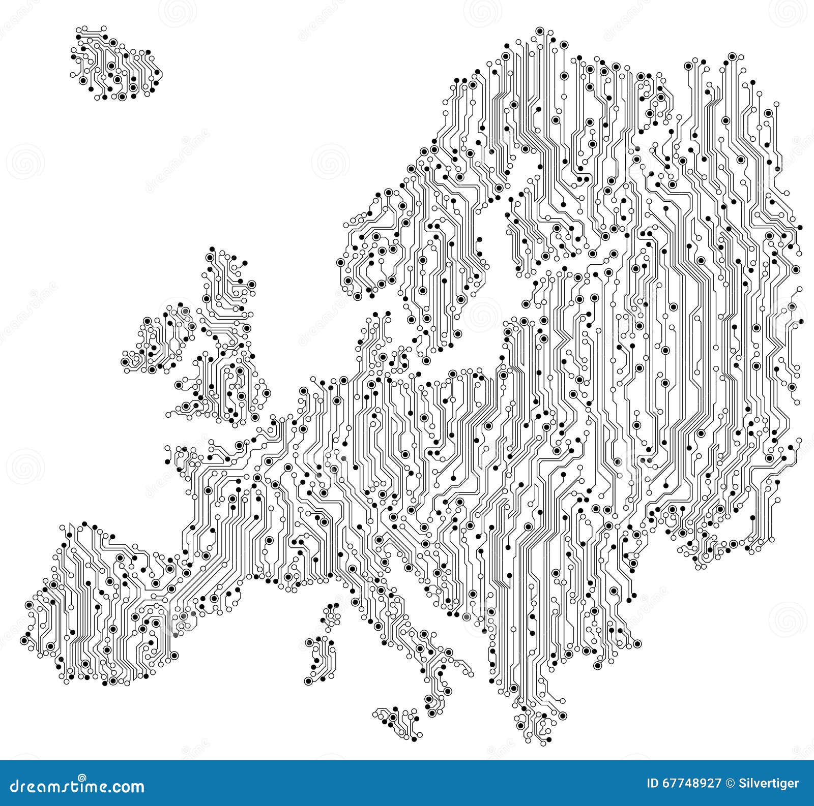 Europe Map Circuit Board Concept Background Wallpaper Cartoon Vector ...