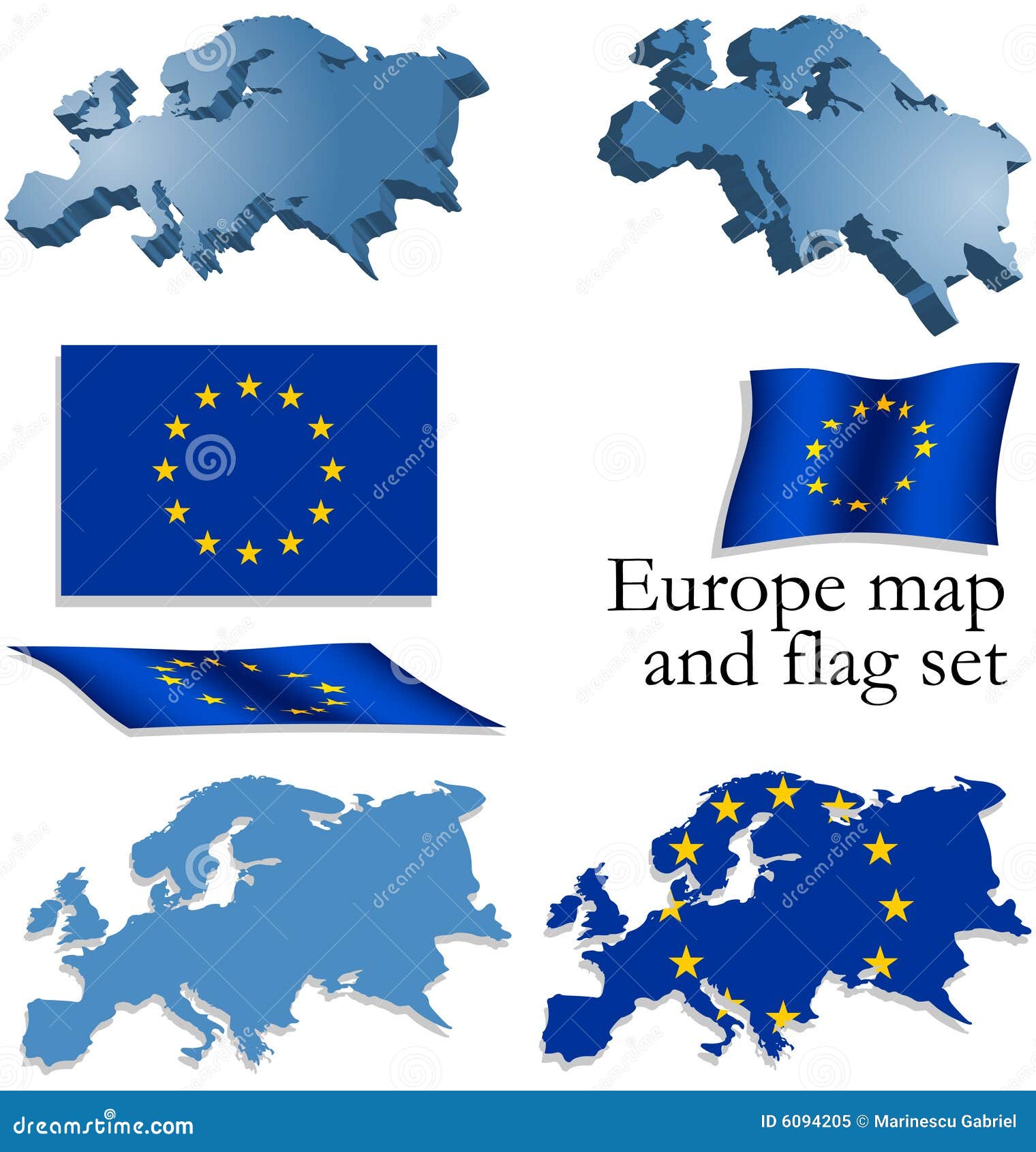Europe map and flag set stock vector. Illustration of flag - 6094205