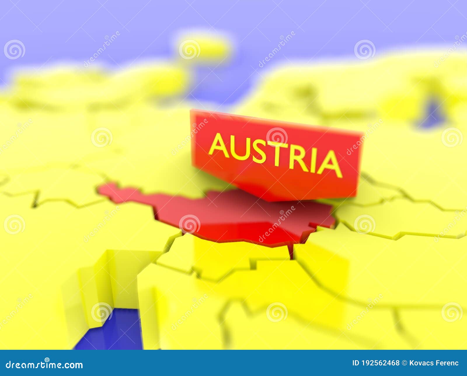 Europe Map Focused on Austria. Isolated on White Stock Illustration ...