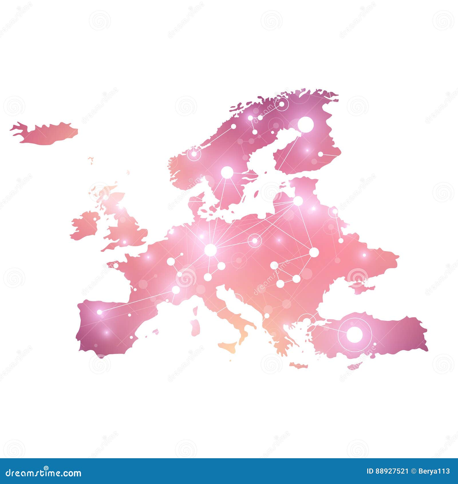 Europe Map. Geometric Graphic Background Communication. Big Data ...