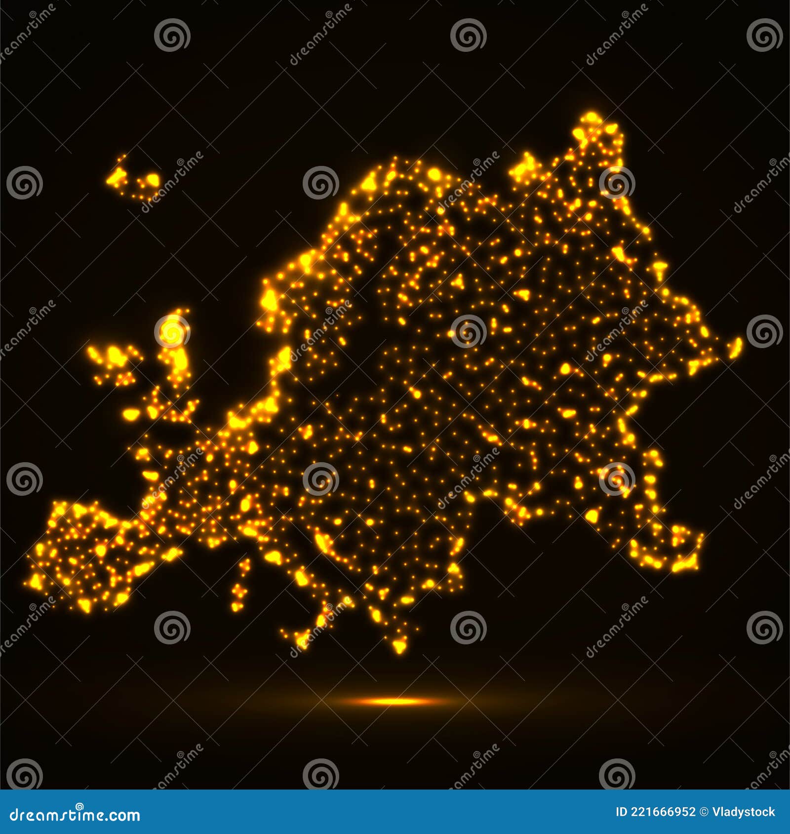 Europe Map with Glowing Particles. Luminous Background Stock Vector ...