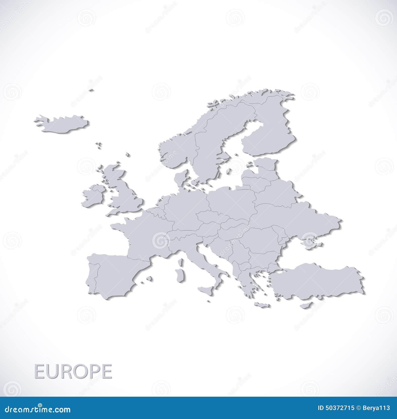 Europe Map Gray. Vector Political With State Borders Royalty-Free Stock ...