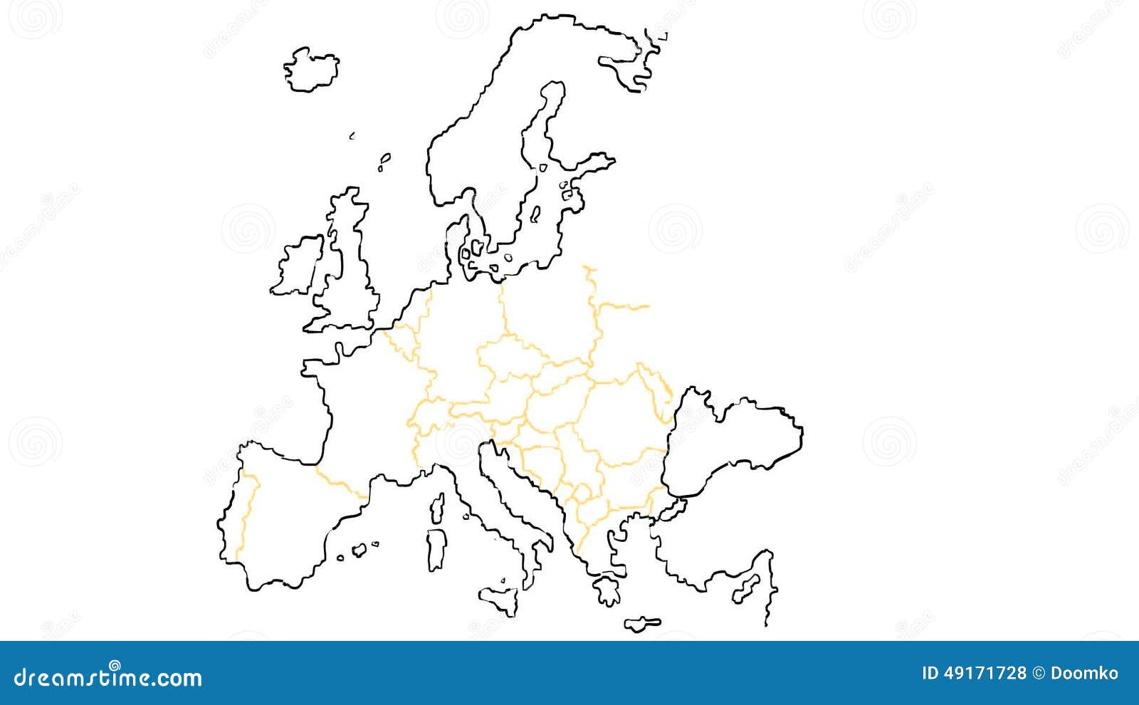 Europe map hand draw stock footage. Video of draw, silhouette - 49171728