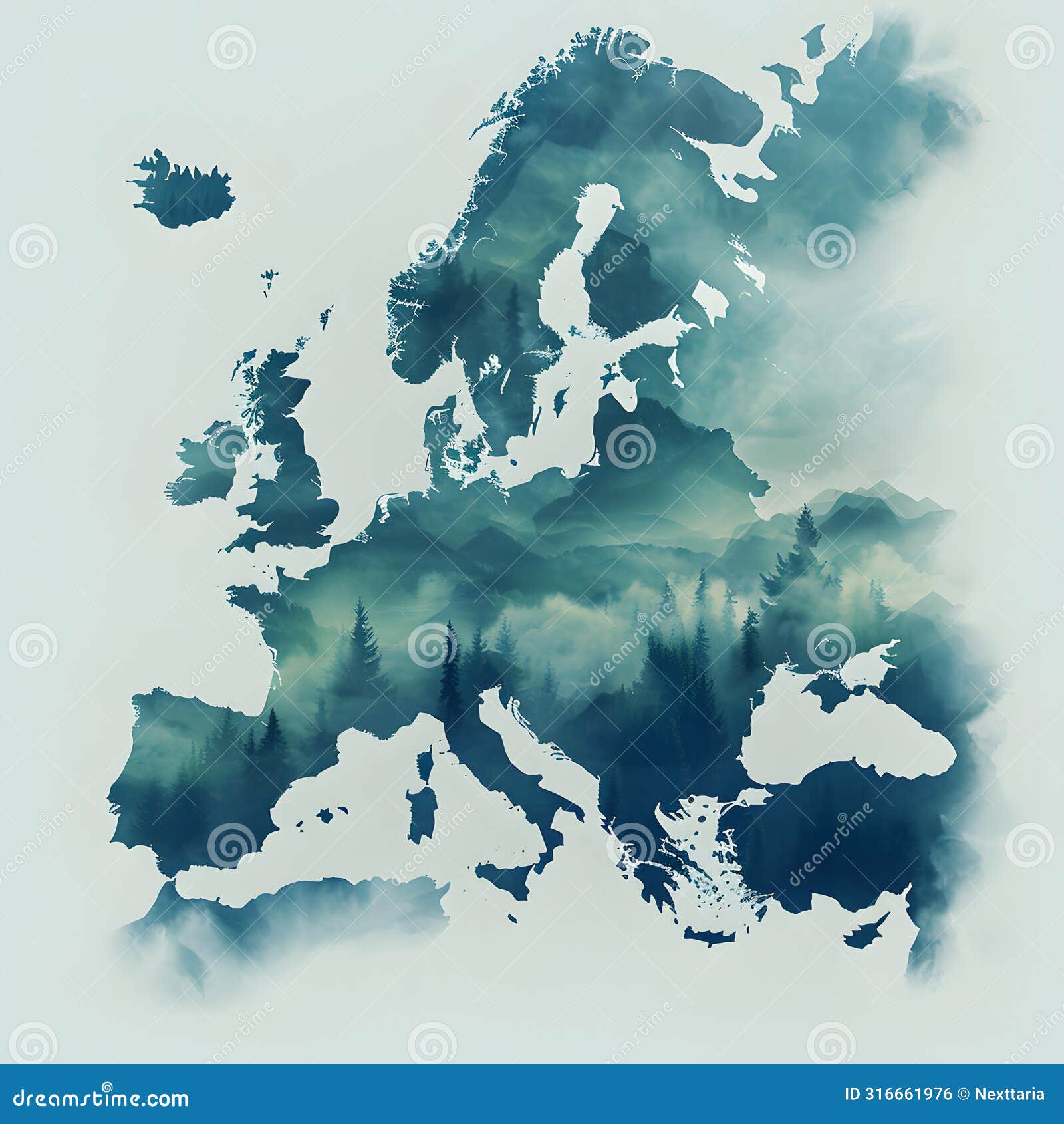 Europe Map Illustration with Minimalist Design Stock Illustration ...
