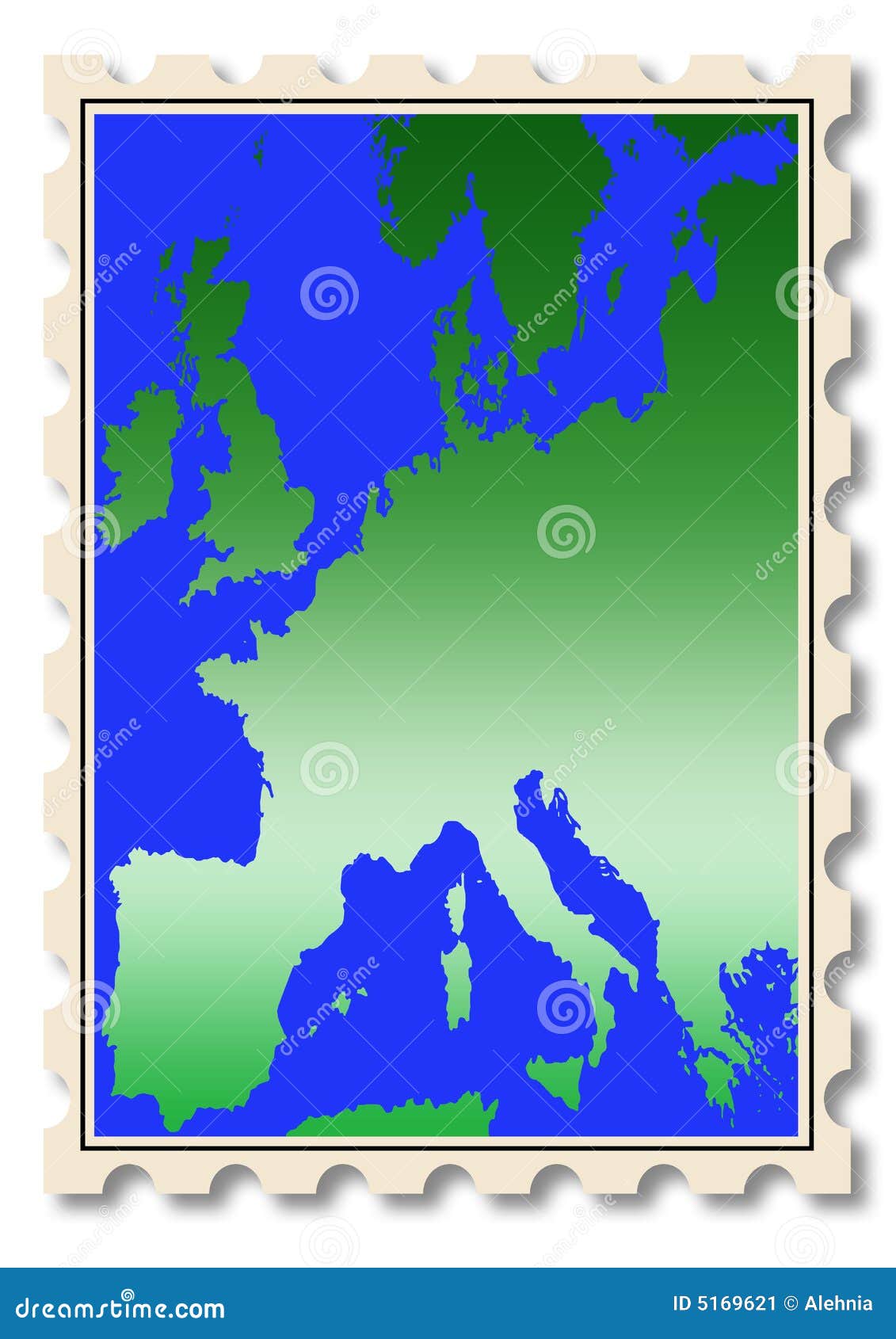Europe Map Illustration on Stamp Stock Illustration - Illustration of ...