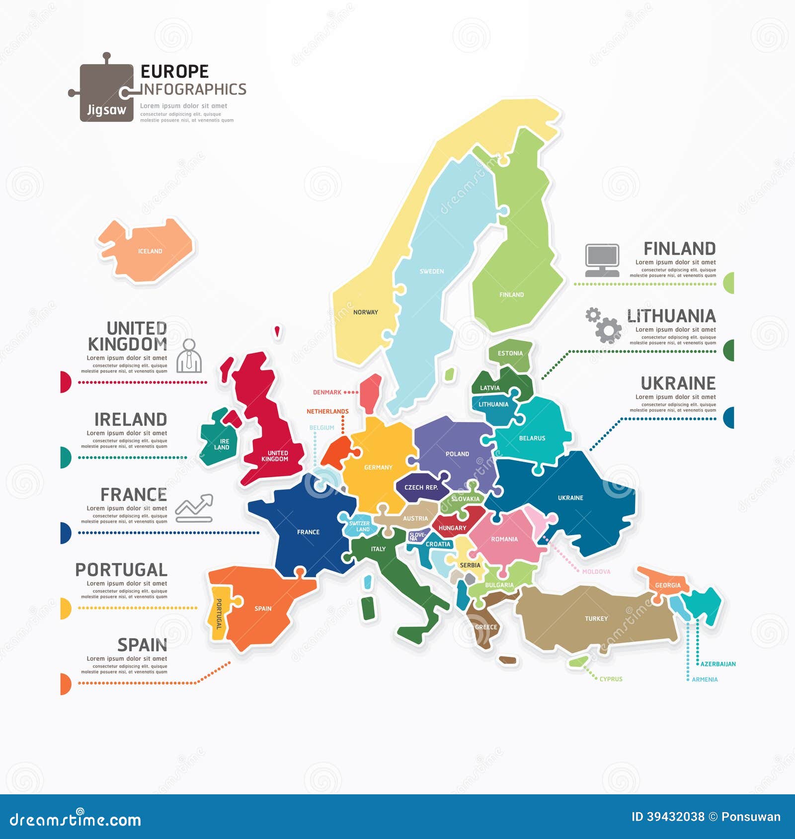 Europe Map Infographic. Slide Presentation. Cartoon Vector ...