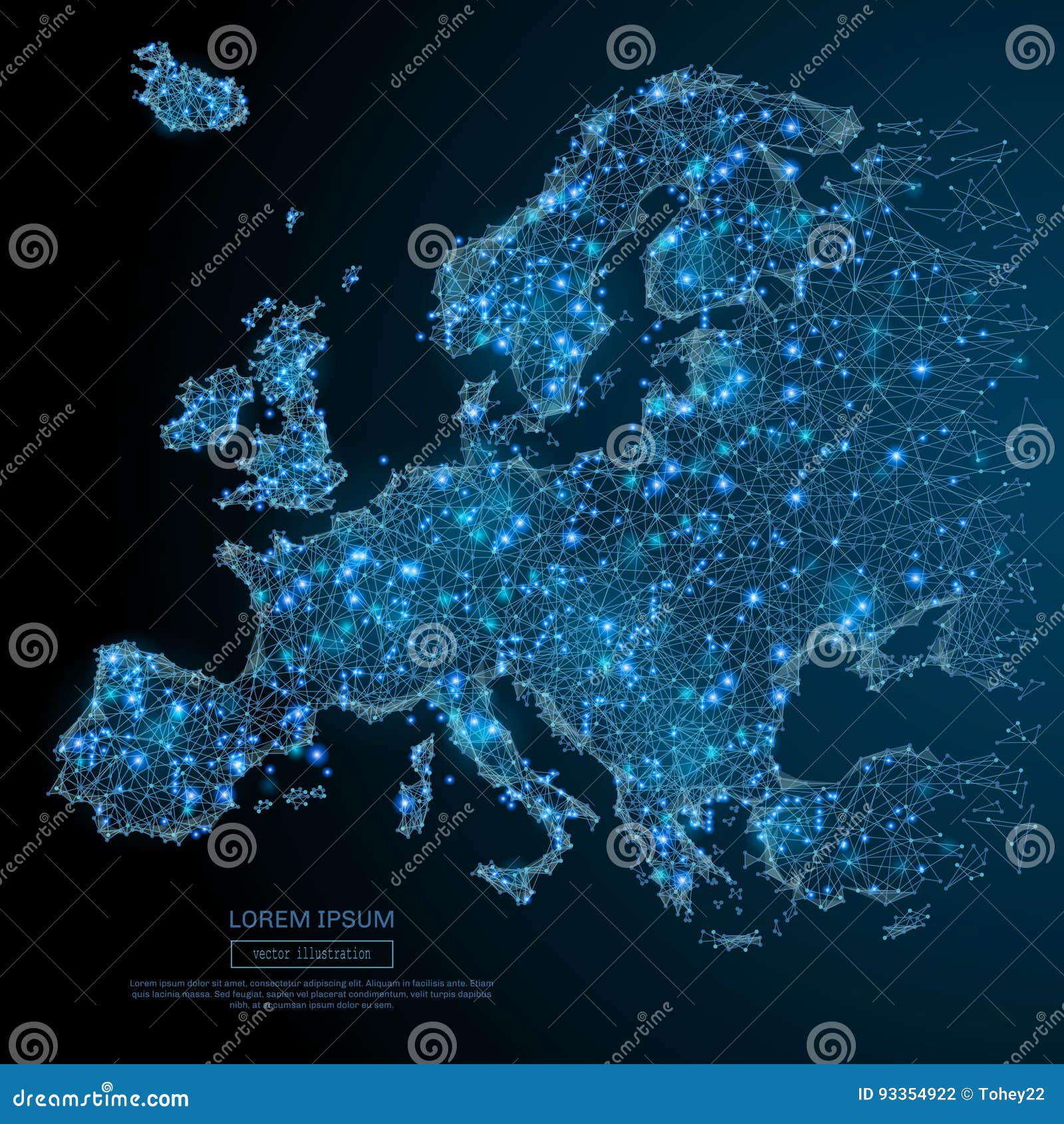 Europe Map Low Poly Blue Vector Illustration | CartoonDealer.com #93354922
