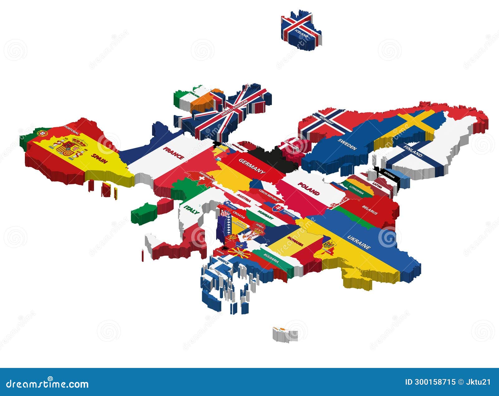 Europe Map Mixed with National Flags and Countries Names Stock Vector ...