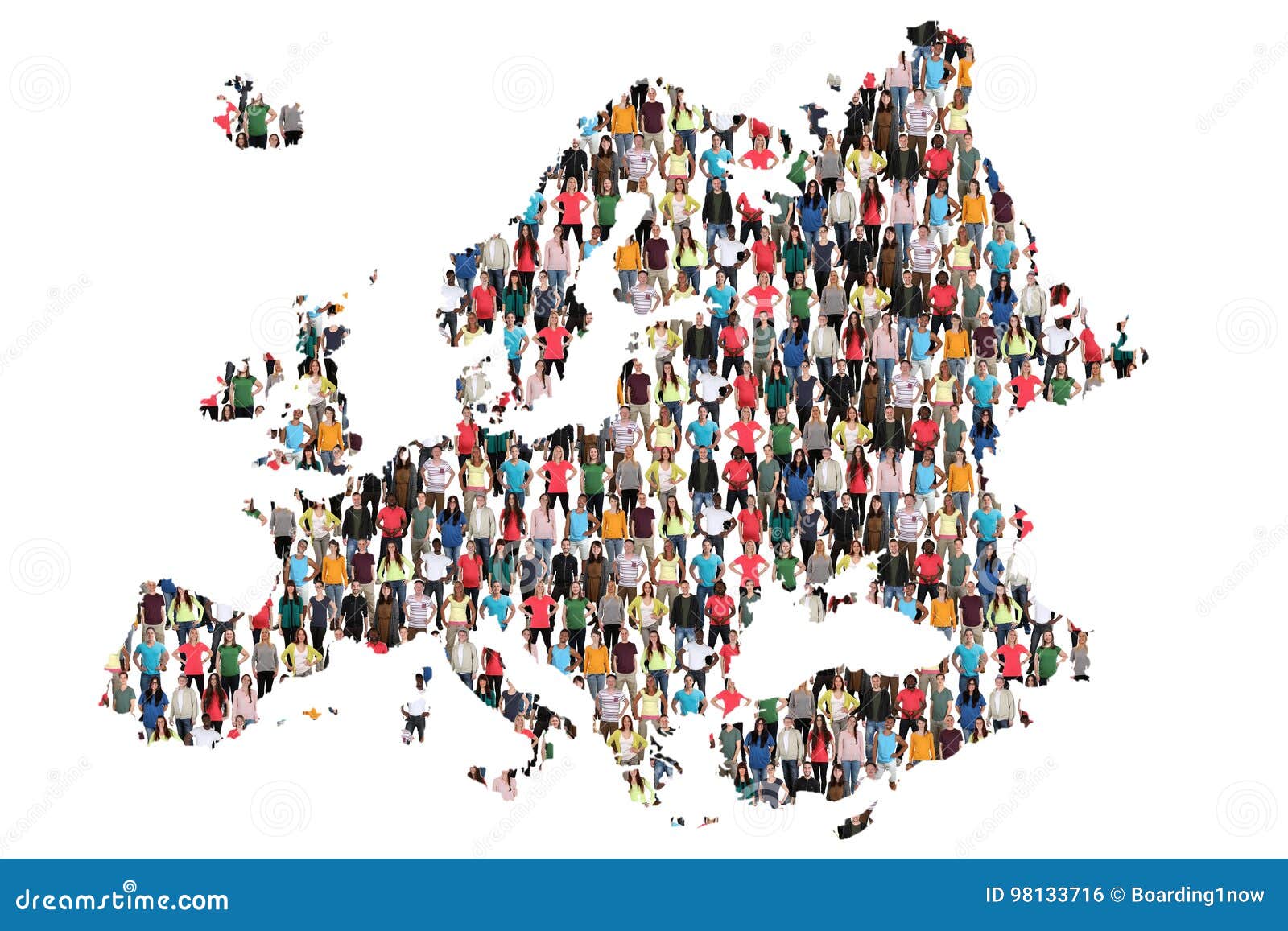 Europe Map Multicultural Group of People Integration Immigration Stock ...