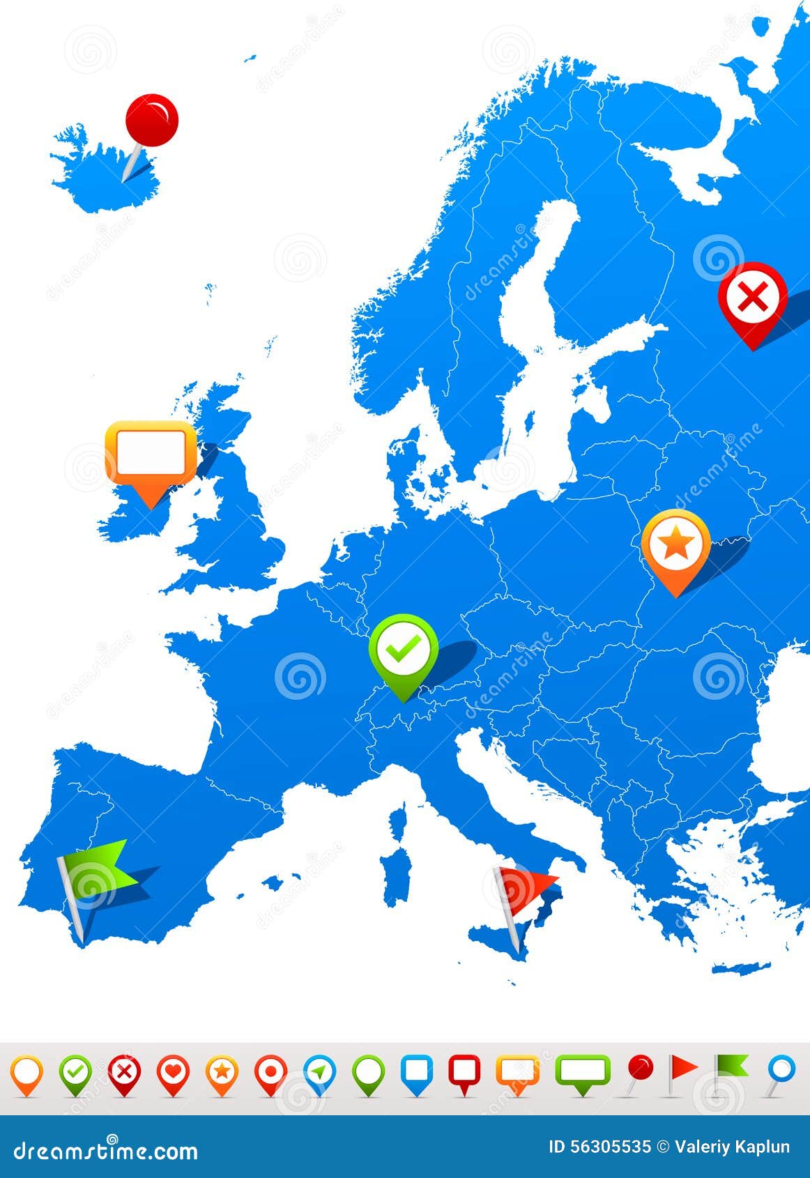 Europe Map and Navigation Icons - Illustration Stock Vector ...
