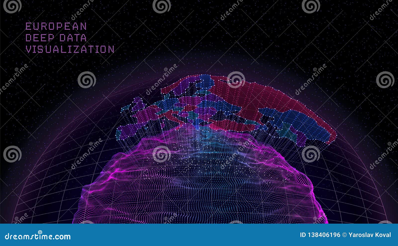 Europe Map from Particles. Wave of Data from Nodes. Vector Abstract ...