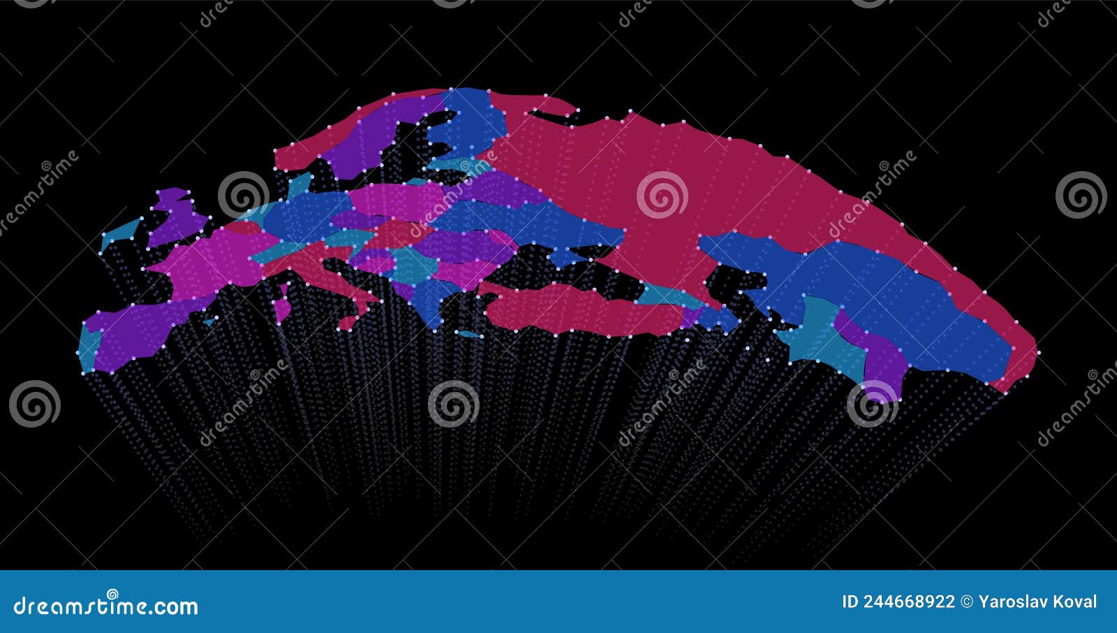 Europe Map from Particles. Wave of Data from Nodes. Vector Abstract ...