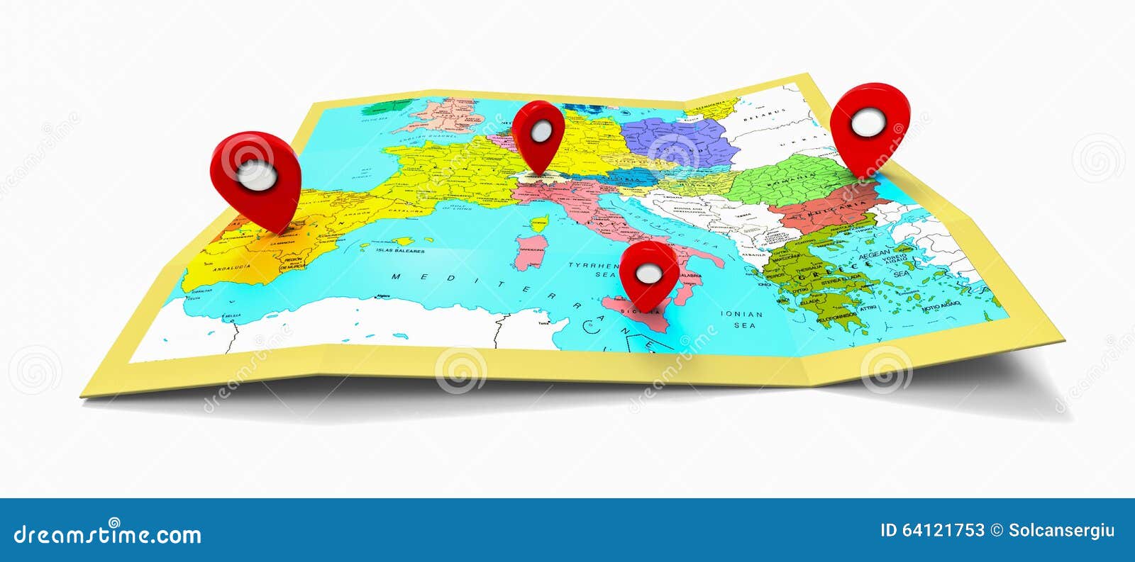 Europe Map With Pins Royalty-Free Stock Photography | CartoonDealer.com ...