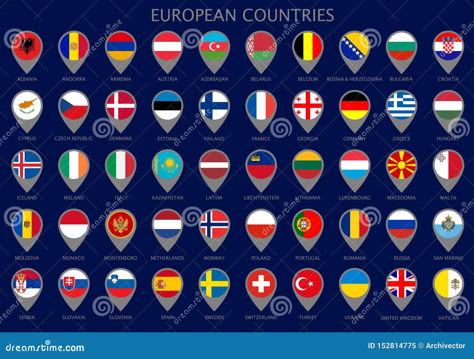Map Pointers with All Flags of the European Countrie Stock Vector ... Map Pointers with All Flags of the European Countrie Stock Vector ...