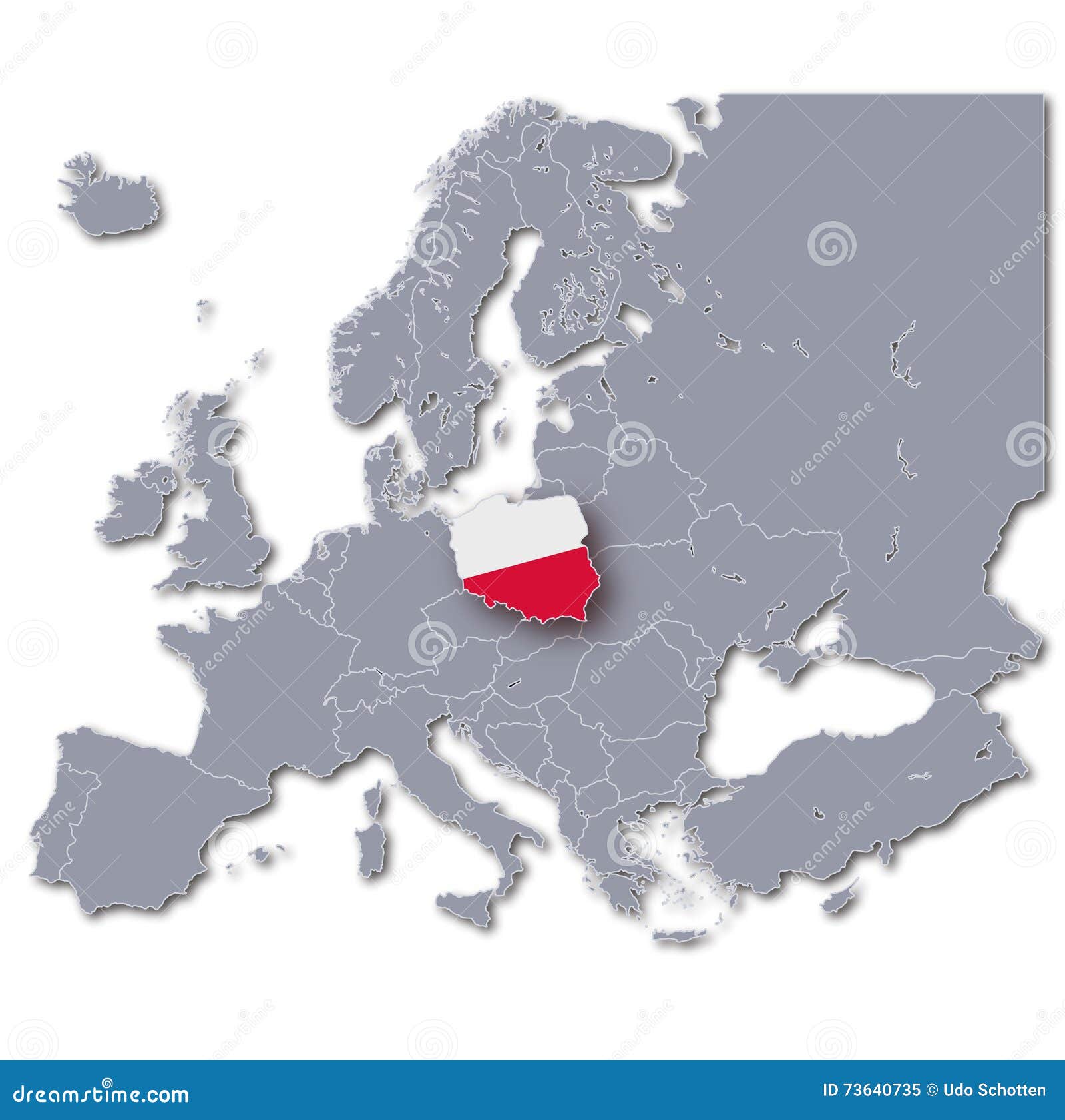Europe map with Poland stock illustration. Illustration of cards - 73640735