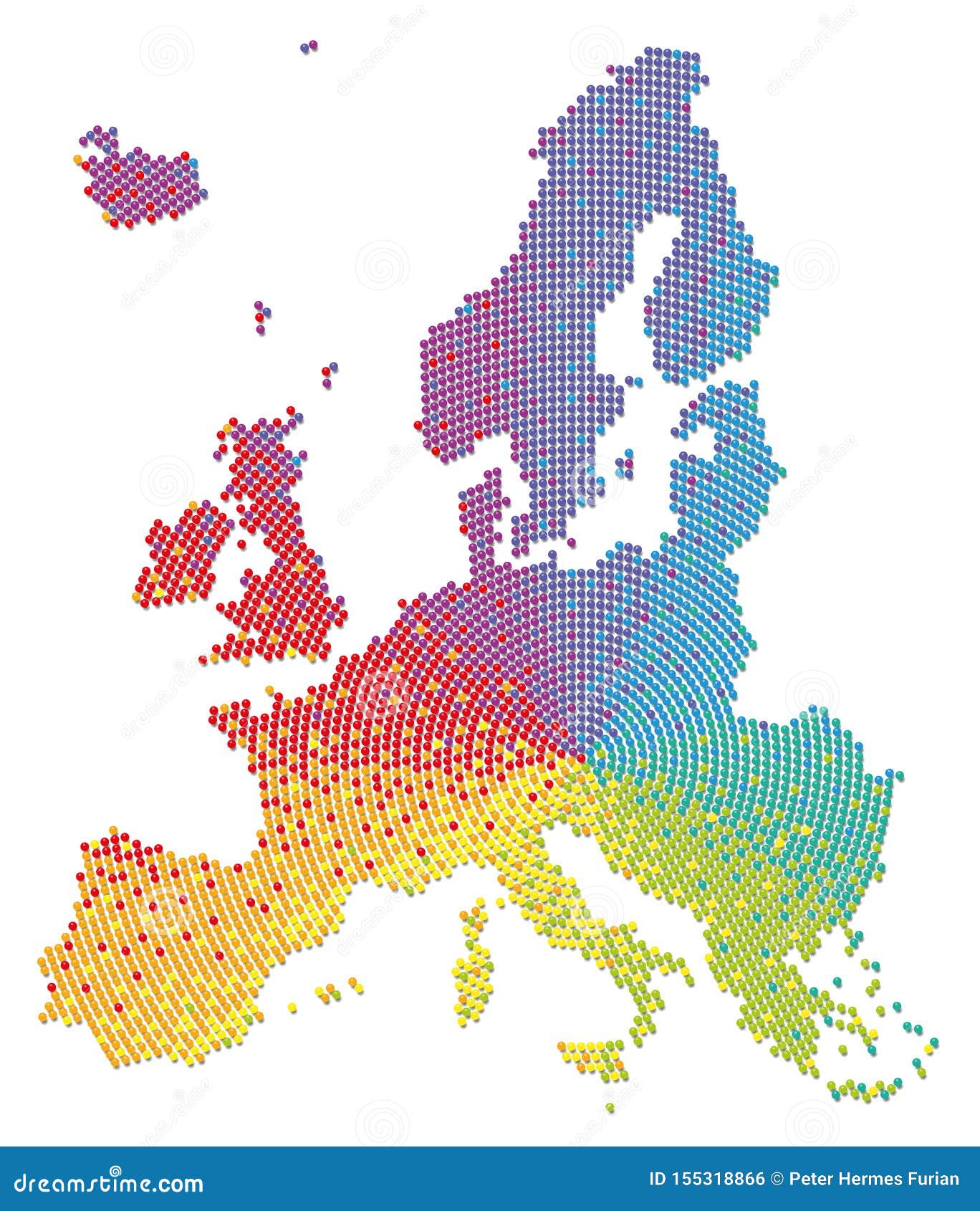 Europe Map Rainbow Colored Pattern Colorful Balls Stock Vector ...