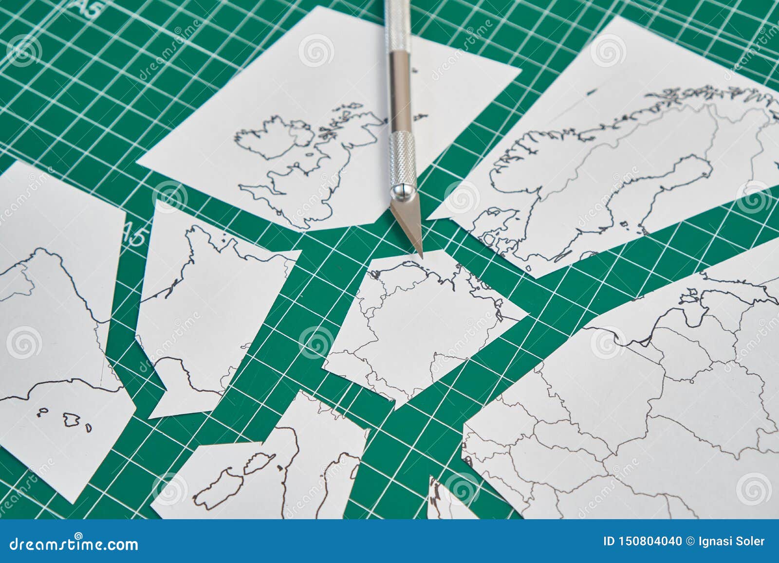 Europe Map with a Ruler and a Cutter Stock Photo - Image of eurozone ...