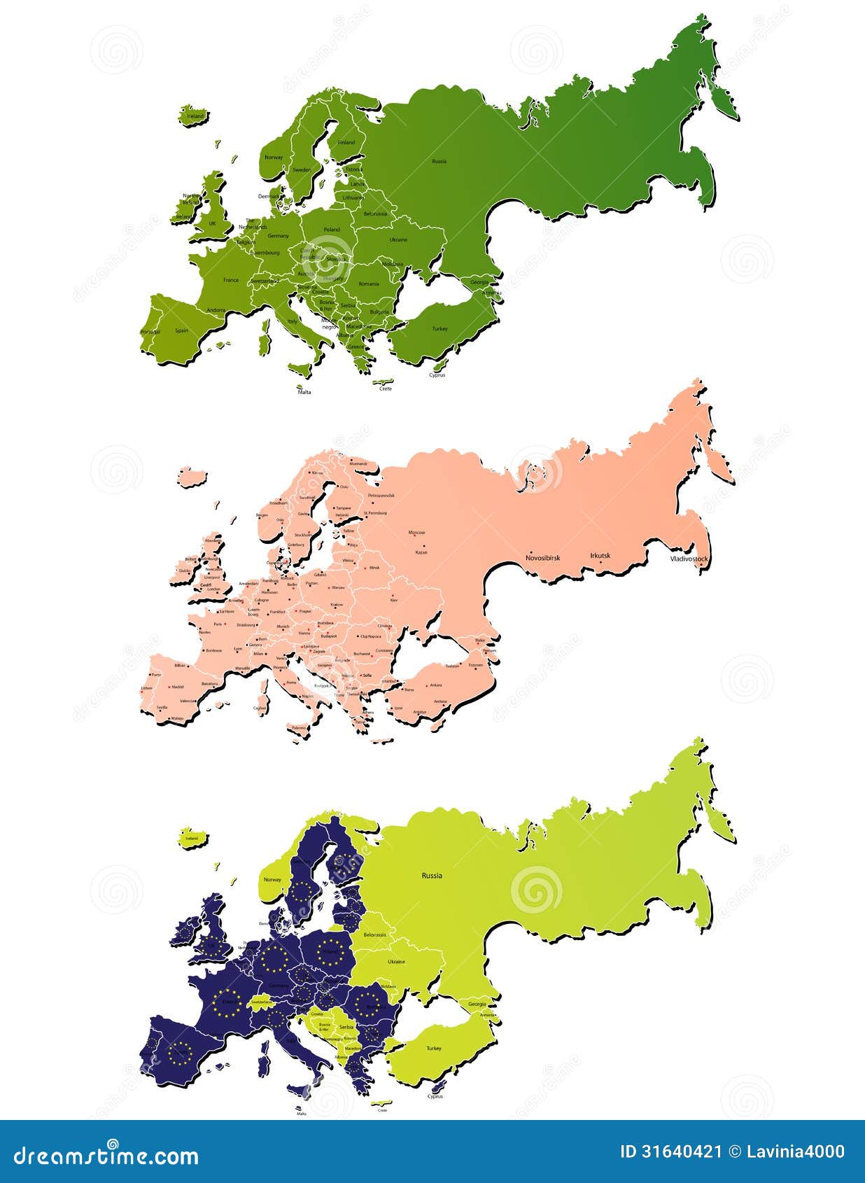 Europe map stock vector. Illustration of european, cartography - 31640421