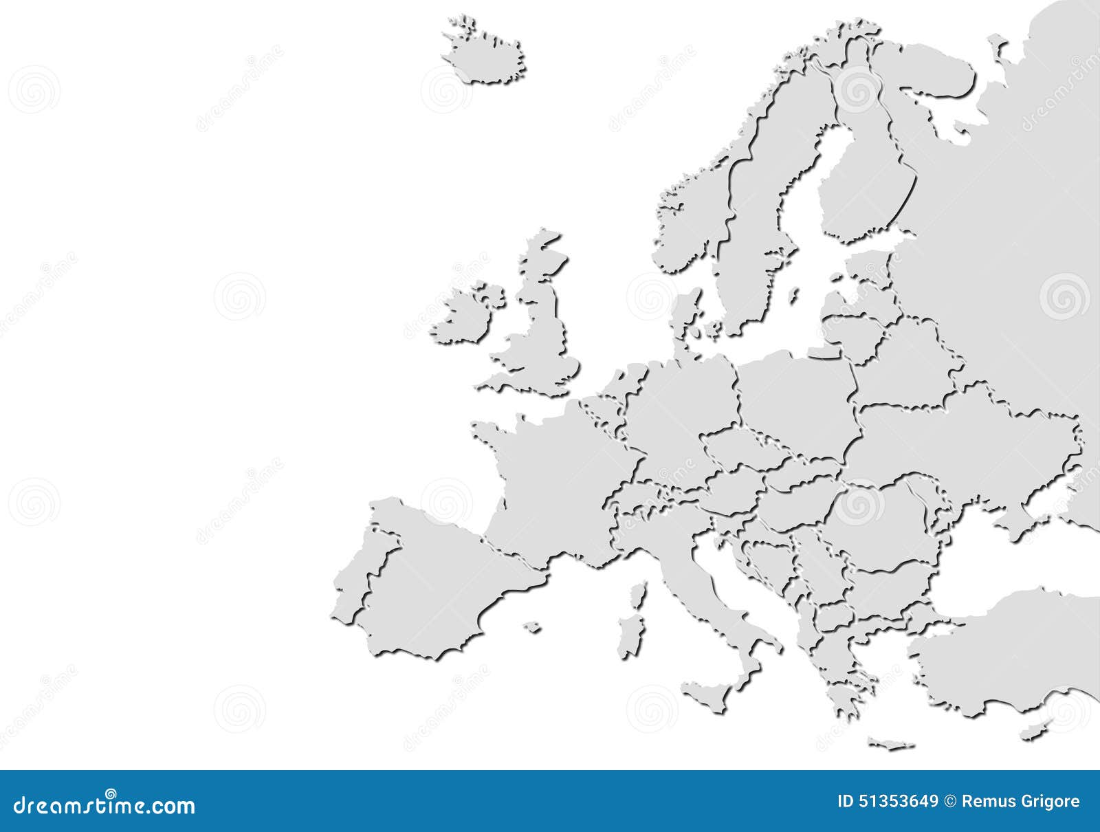 Europe Map With Shadows Stock Illustration - Image: 51353649