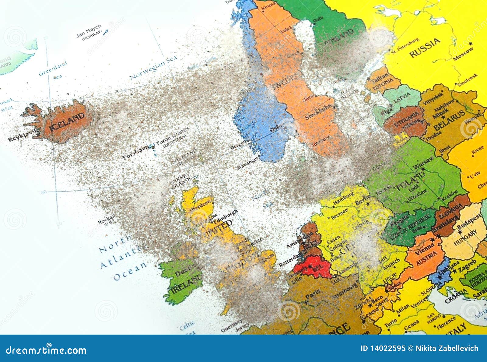 Europe Map with Volcano Dust Stock Image - Image of business, airplane ...