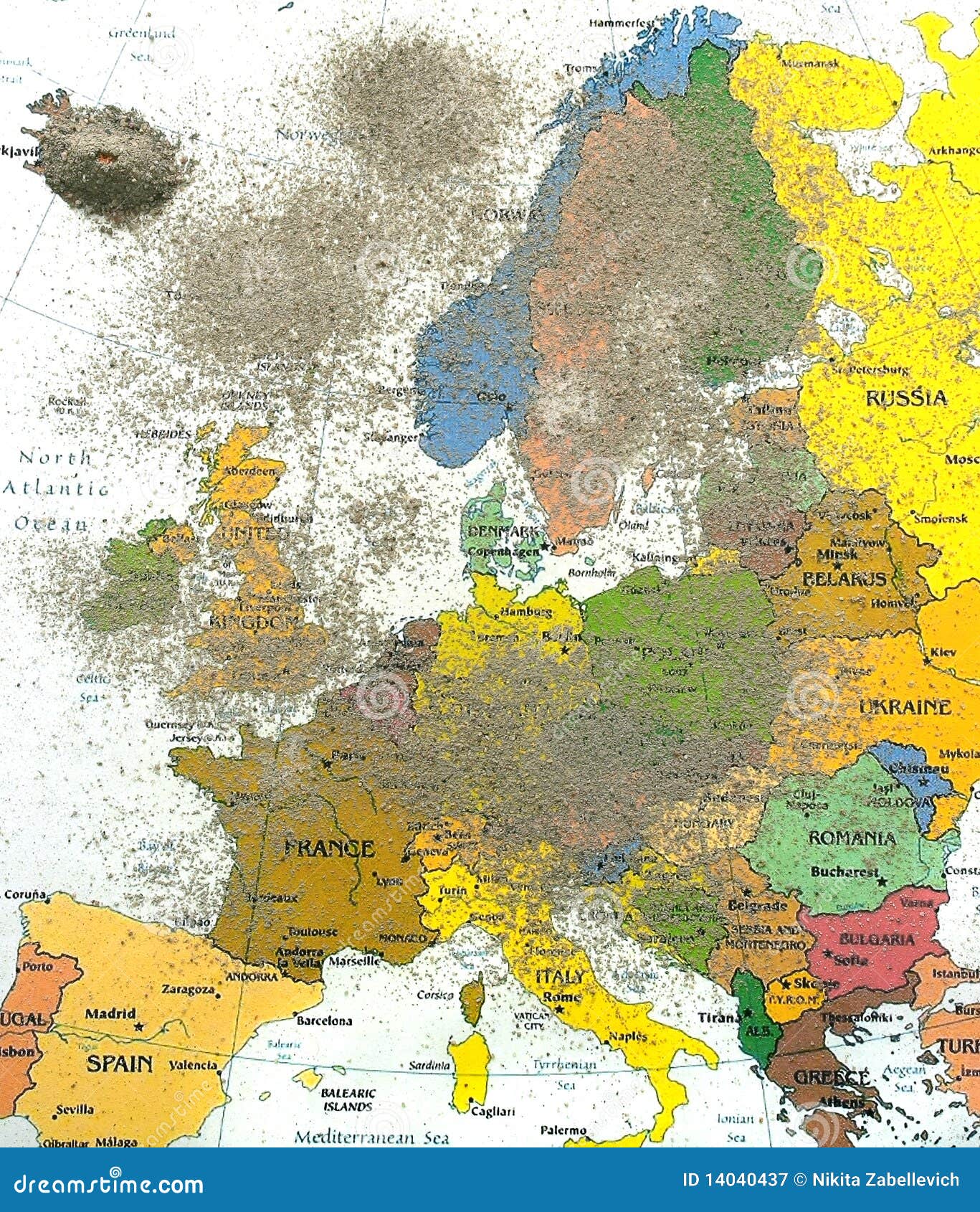Europe Map with Volcano Dust 2 Stock Image - Image of dust, aircraft ...
