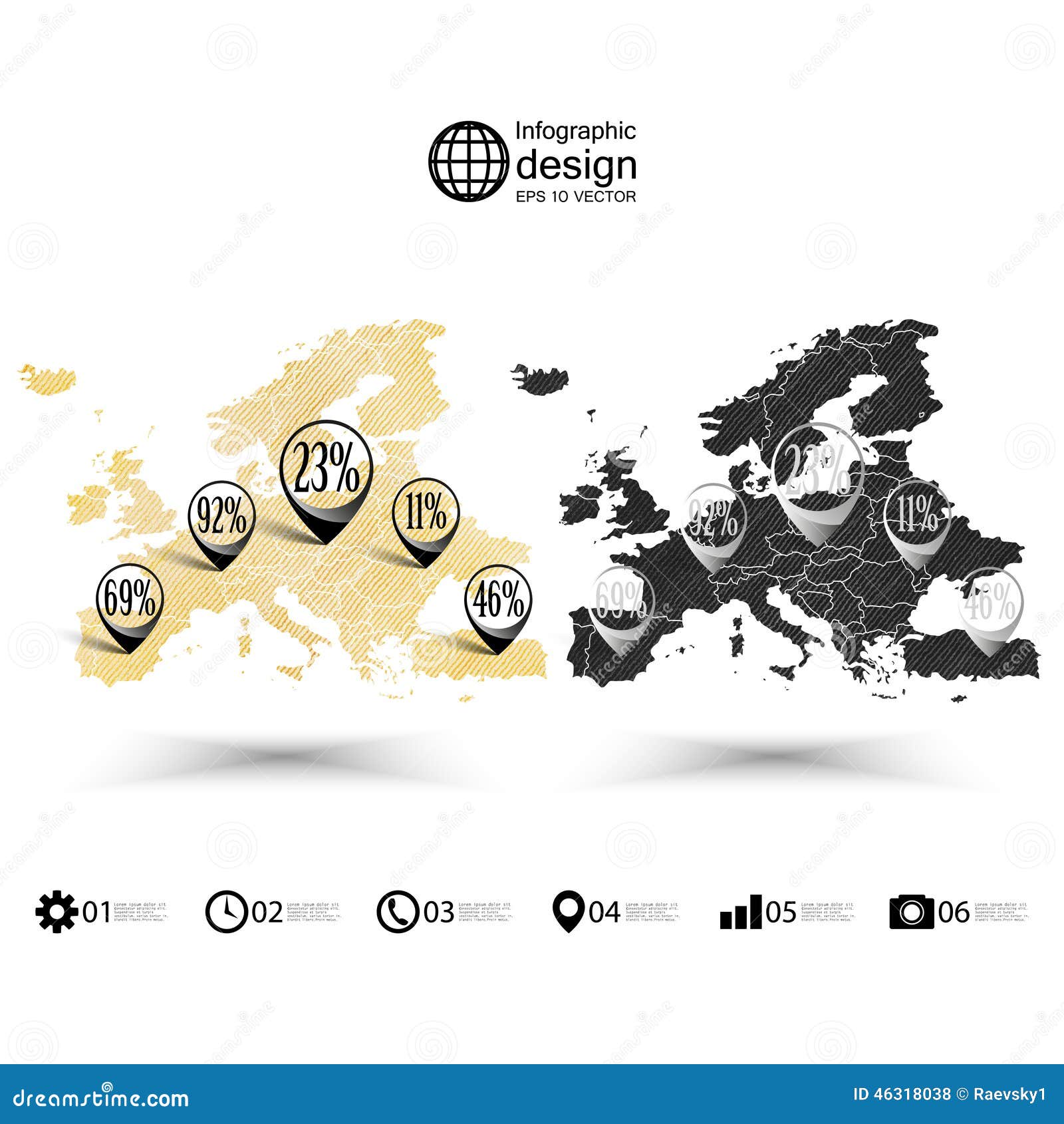 Europe Map, Wooden Design Texture, Infographics Stock Vector ...