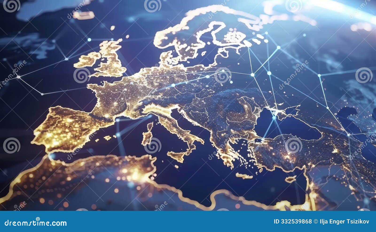 Europe at Night with Interconnected Points a Stunning Visual of ...