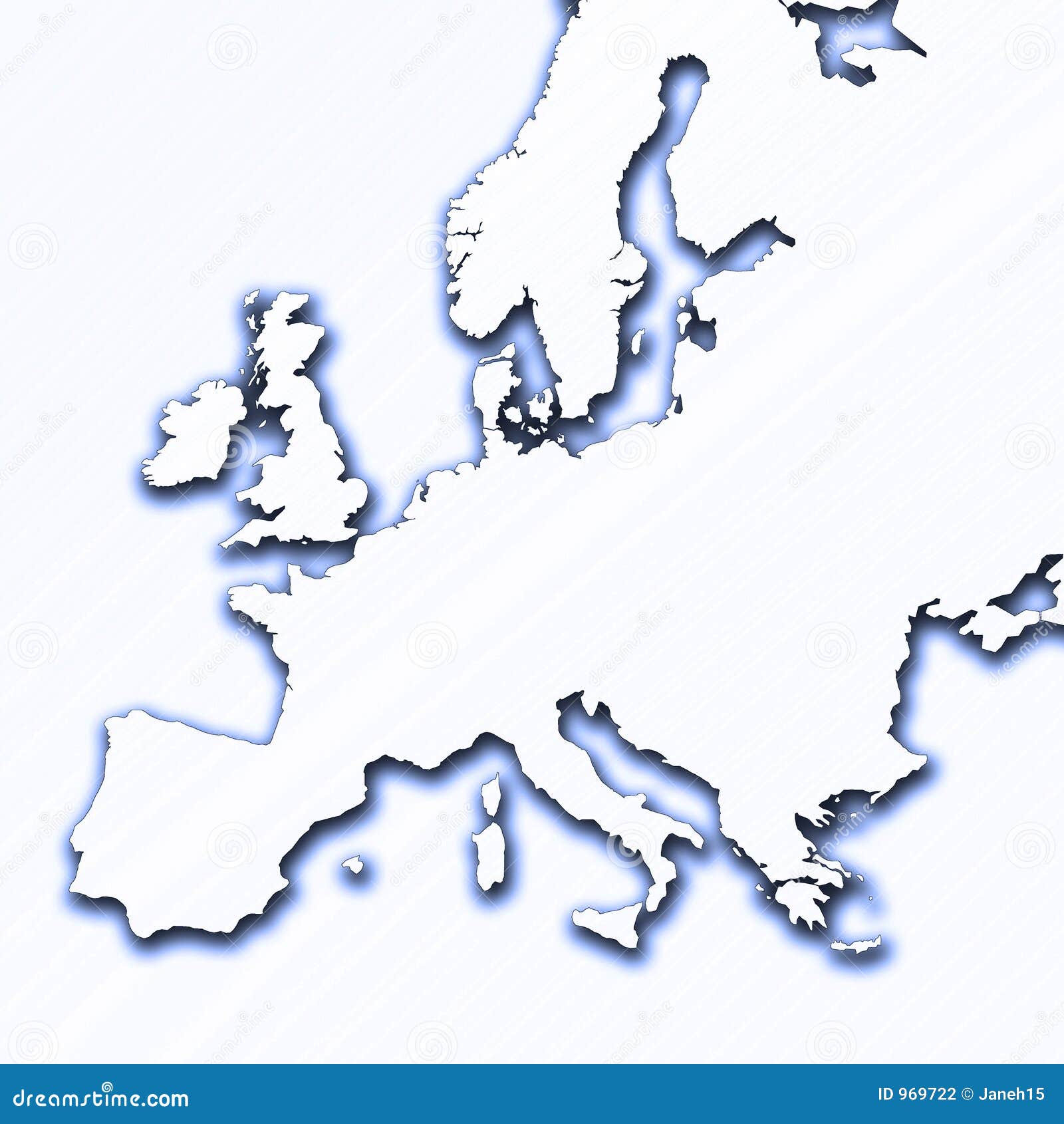 Europe Outline Map With Countries Borders. Detail Of World Political ...