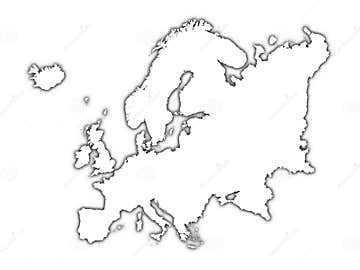 Europe Outline Map with Shadow Stock Illustration - Illustration of ...