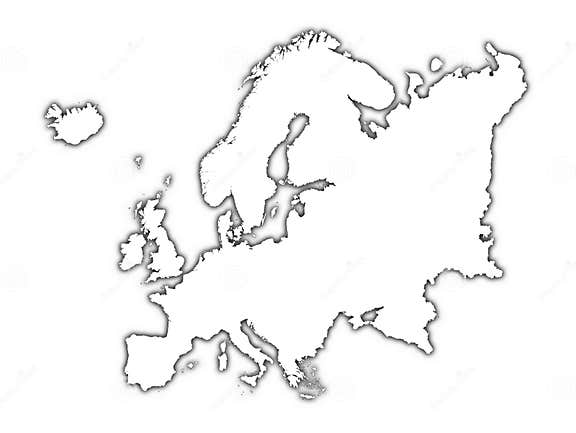 Europe Outline Map with Shadow Stock Illustration - Illustration of ...
