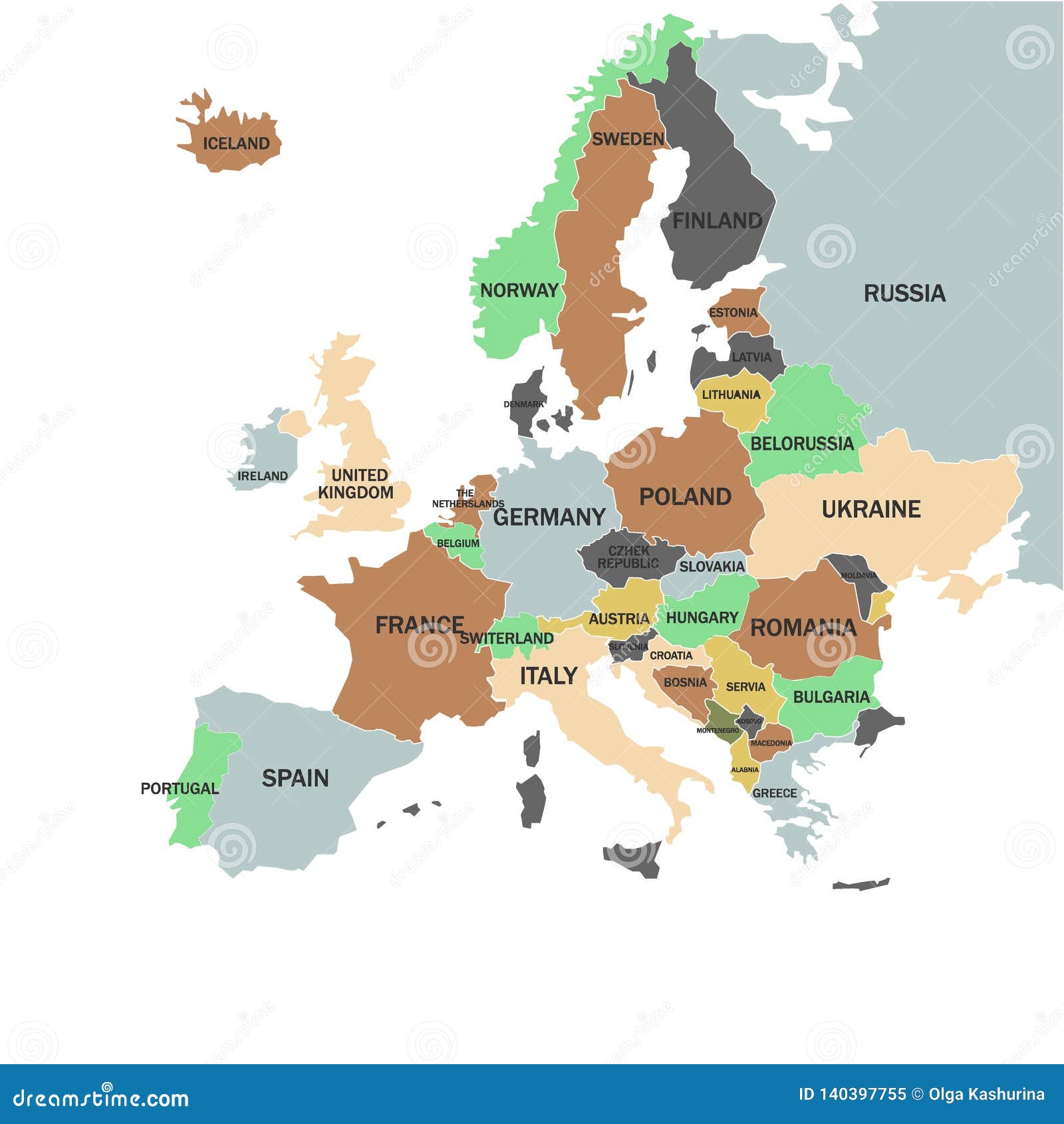 Europe - Color Political Map of Europe Stock Illustration ...