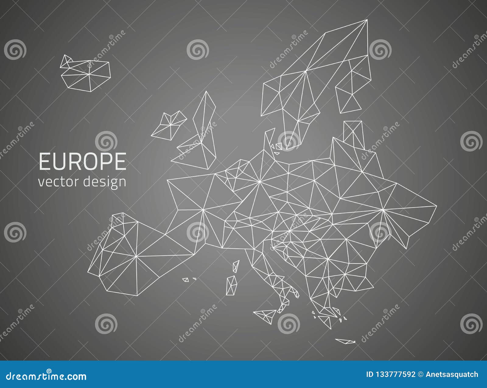 Europe Map With Polygonal Shapes. World Map Linear Continent. Vector ...
