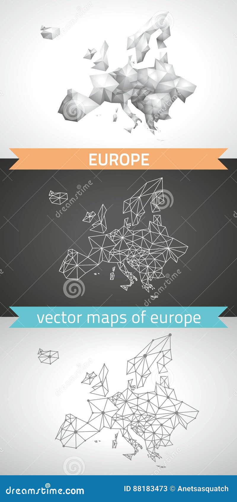 Europe Map - Grey Colored On Dark Background. High Detailed Political ...