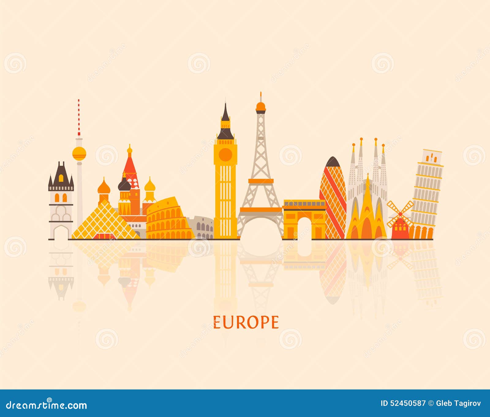 Europe skyline stock vector. Illustration of europe, season - 52450587