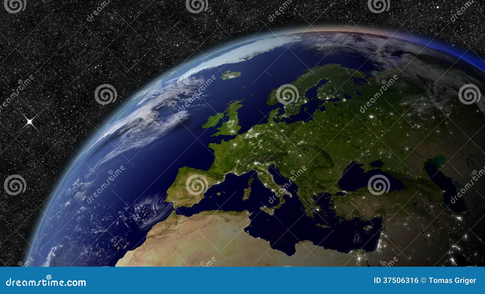 Europe from space stock illustration. Illustration of clouds - 37506316